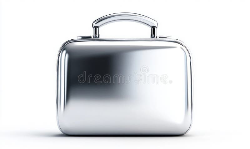 Minimalist Silver Briefcase on White Background Stock Illustration ...