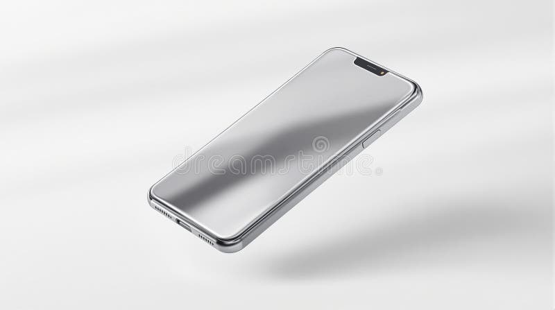 Minimalist Silver Smartphone with Blank Screen on White Background ...
