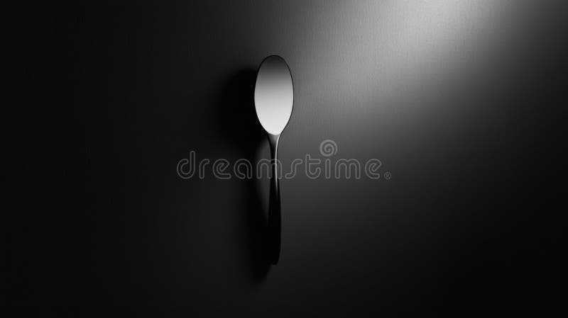 Minimalist Silver Spoon on Dark Surface with Dramatic Lighting Stock ...