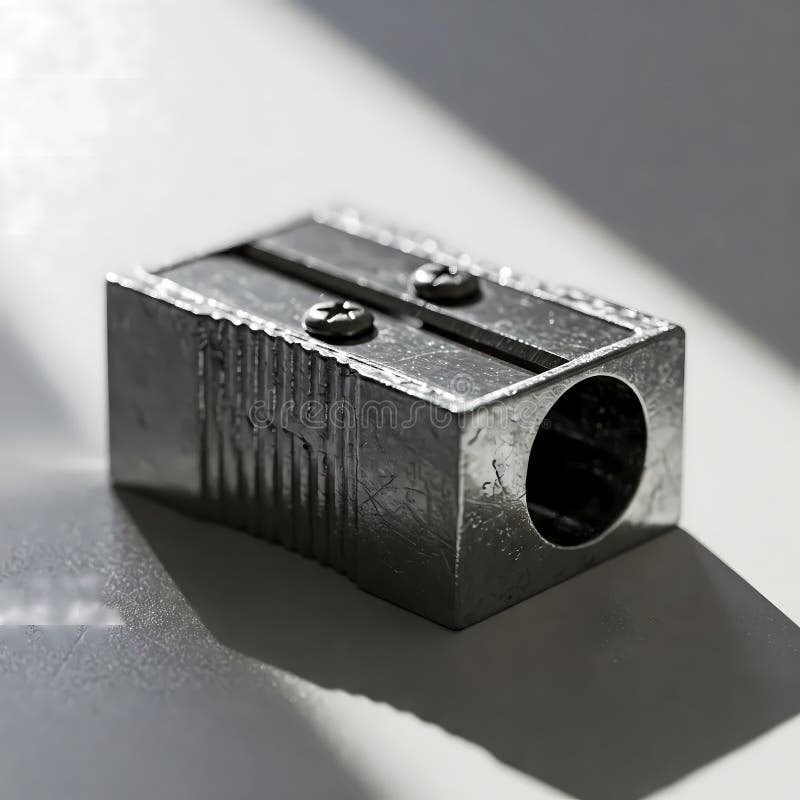 Minimalist Silver and White Pencil Sharpener Stock Image - Image of ...