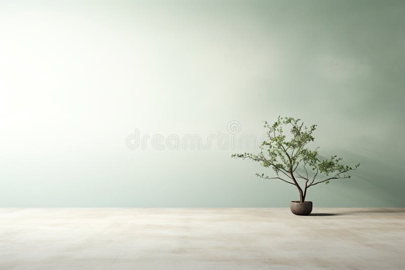 Minimalist Simple Clean Room with a Plant Stock Illustration ...