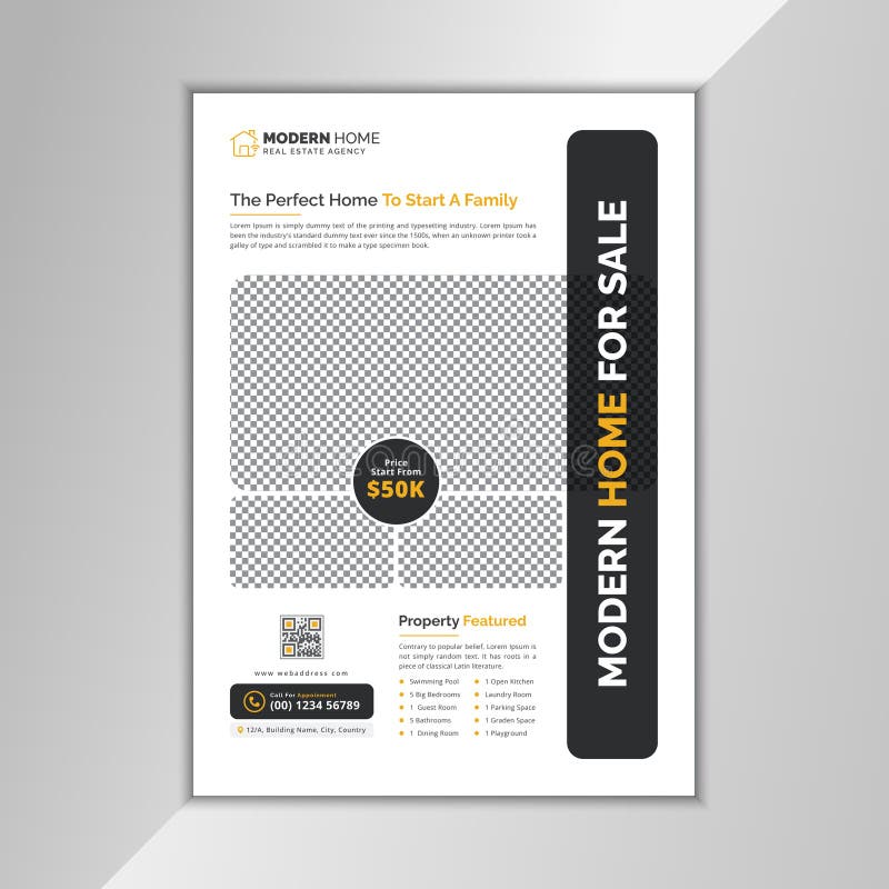 Minimalist, Simple, Creative Real Estate Flyer, Poster, Leaflet Vector ...