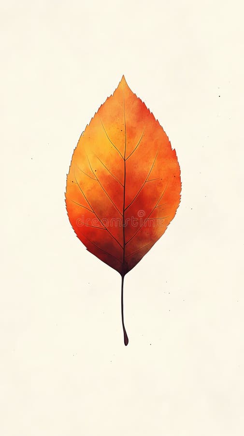 Minimalist Single Autumn Leaf on White Background Stock Illustration ...