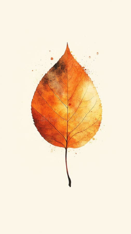 Minimalist Single Autumn Leaf on White Background Stock Illustration ...