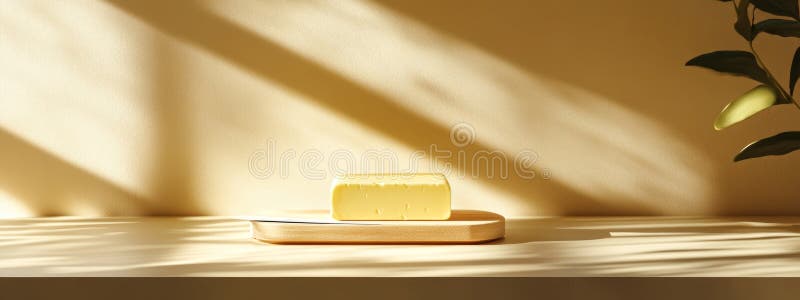 Minimalist Single Butter Block with Knife Stock Illustration ...