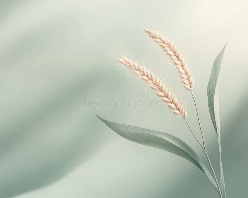 Minimalist Single Ear of Wheat in Field Stock Illustration ...