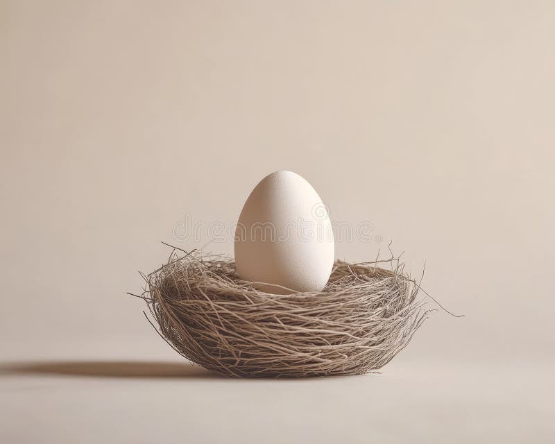 Minimalist Single Egg in Nest Stock Illustration - Illustration of ...