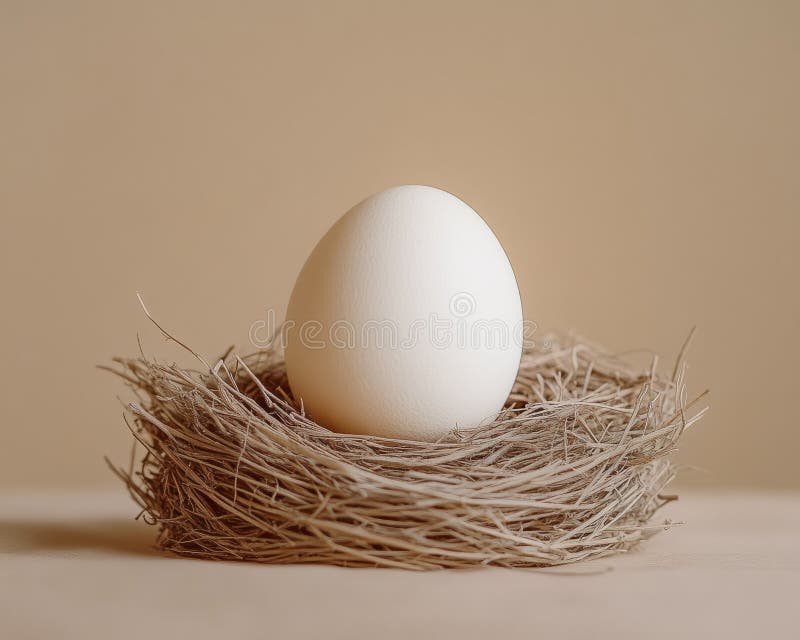 Minimalist Single Egg in Nest Stock Illustration - Illustration of nest ...