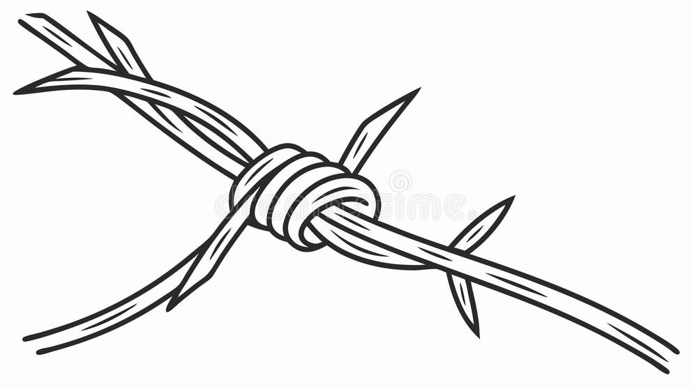 Minimalist Single Line of Barbed Wire Drawing, Vector Design Generative ...