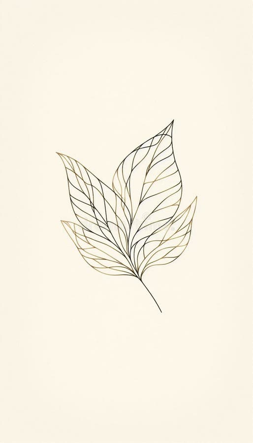 Minimalist Single-Line Leaf Drawing Stock Illustration - Illustration ...