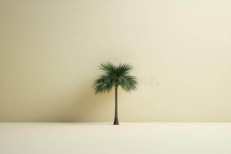 Minimalist Single Palm Tree on Neutral Background for Modern Design and ...
