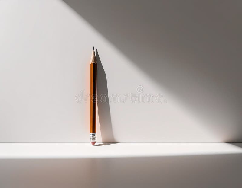 Minimalist Single Pencil with Shadow and Ample White Space for Text ...
