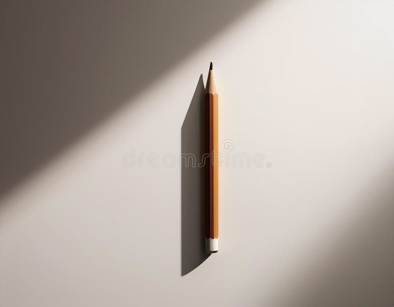 Minimalist Single Pencil with Shadow and Ample White Space for Text ...