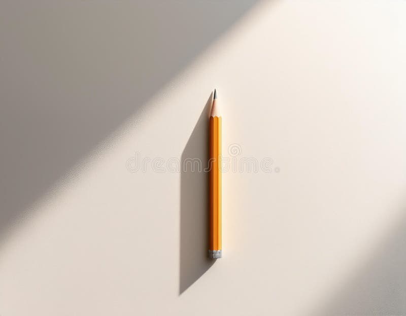Minimalist Single Pencil with Shadow and Ample White Space for Text ...