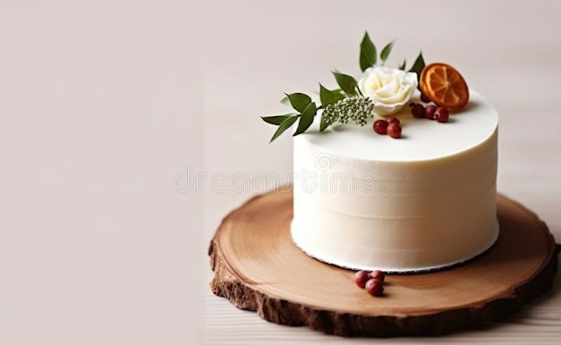 Minimalist Single Tier Wedding Cake with White Icing and Decoration ...