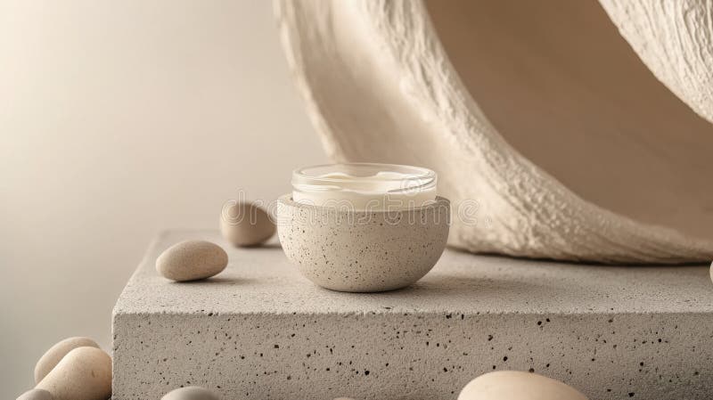 Minimalist Skincare Cream in Elegant Stone Setting Stock Photo - Image ...