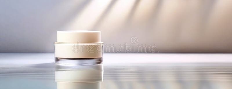 Minimalist Skincare Cream Jar on Reflective Surface. the Image Displays ...