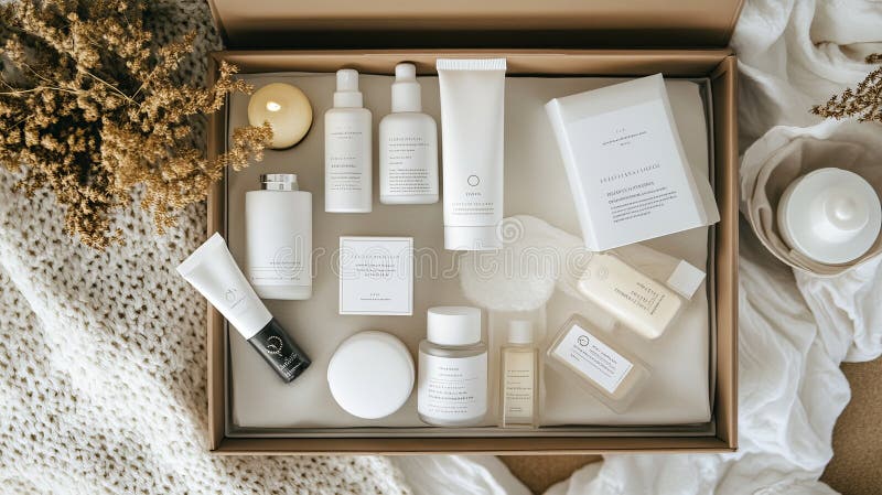 A Minimalist Skincare Routine Setup with Clean White Packaging. Digital ...