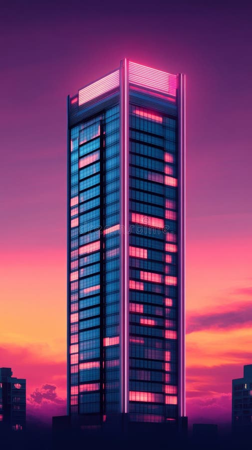 Minimalist Skyscraper with a Synthwave-inspired Design Stock ...