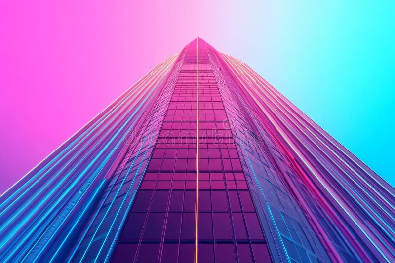 Minimalist Skyscraper with a Unique Synthwave Aesthetic Stock ...