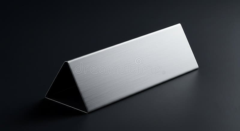 Sleek Triangular Metallic Nameplate with Brushed Texture on a Black ...