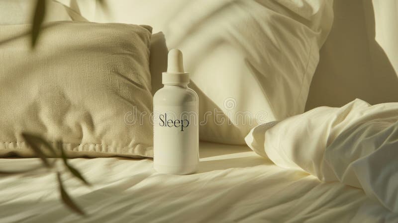 Minimalist Sleep Aid Bottle on a Soft Pillow Stock Photo - Image of ...