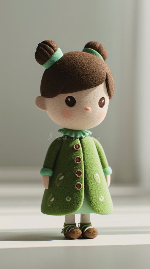 Minimalist, Small Figure Made of Wool, Felt in the Color Green on a ...