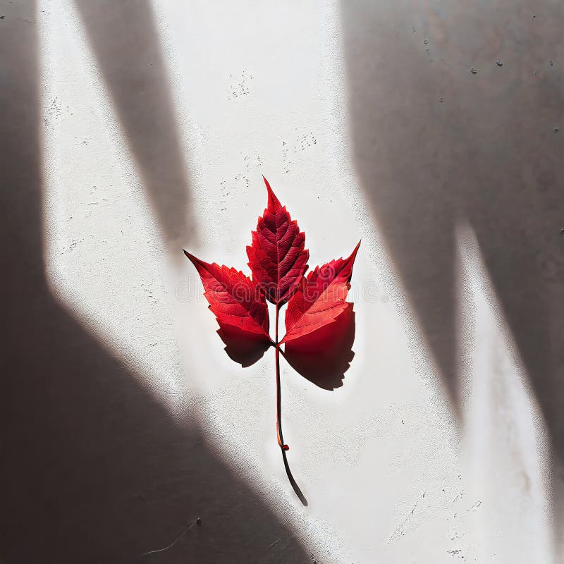 Minimalist Flat Lay Small Red Fall Leaf on White. Stock Illustration ...