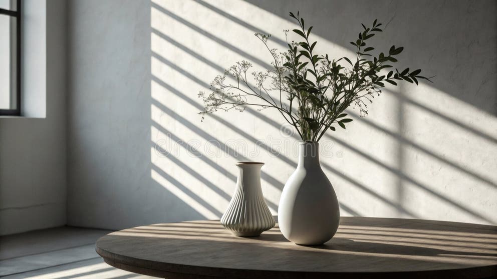Minimalist Small Vase Illuminated by Soft Spotlight in Shadowy ...