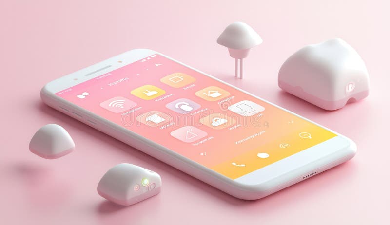 Minimalist Smart Home Illustration Smartphone Connected Devices Stock ...