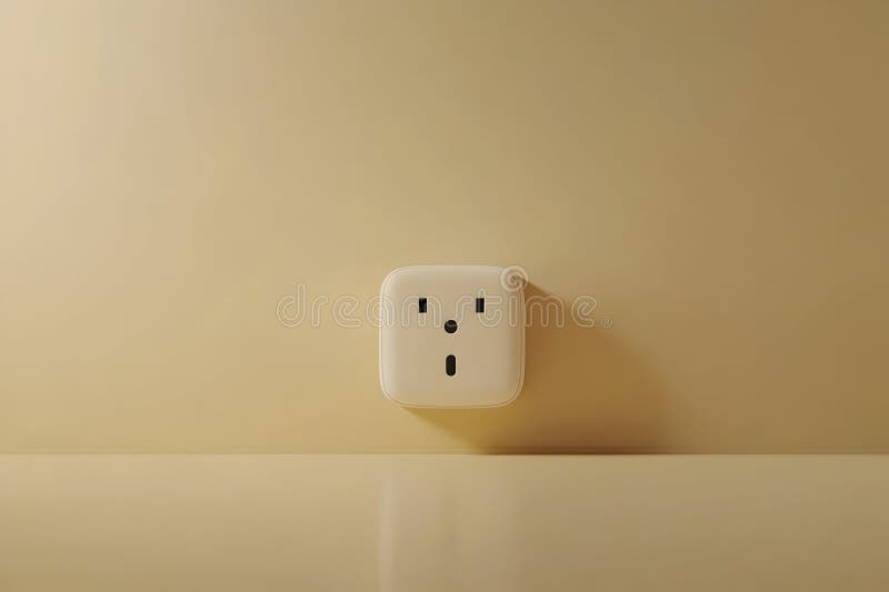 Minimalist Smart Wall Outlet Against Warm Beige Background in Modern ...