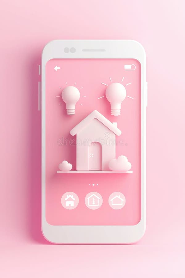 Minimalist Smartphone App Interface for Smart Home Control Stock Photo ...