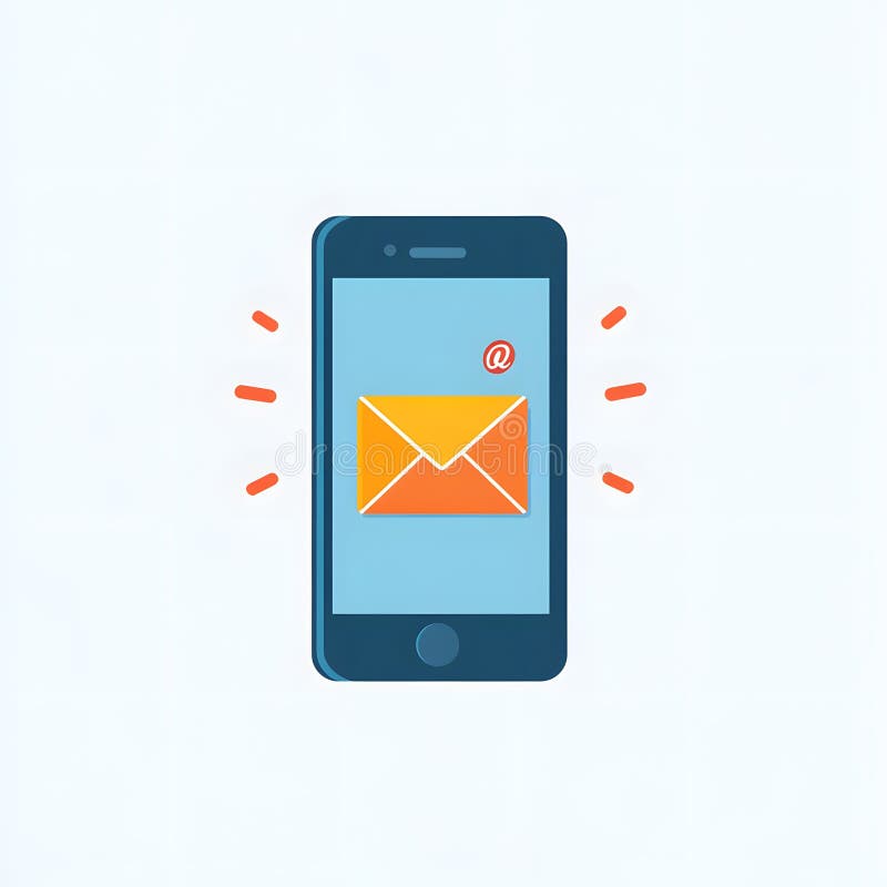 Minimalist Smartphone with Email Notification Icon Flat Design ...