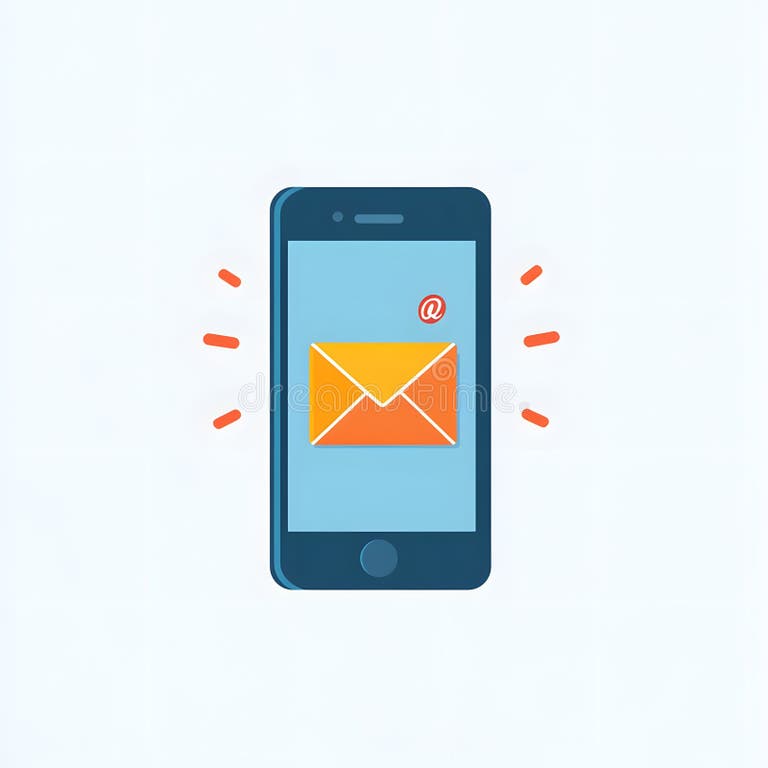 Minimalist Smartphone with Email Notification Icon Flat Design ...