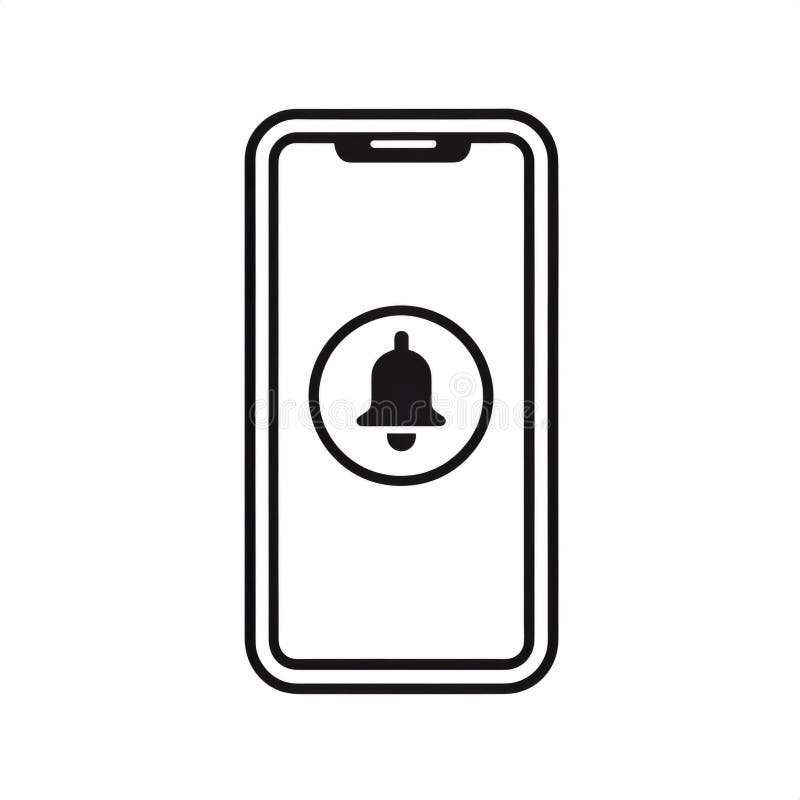 Minimalist Smartphone Icon Featuring a Notification Bell Symbol Stock ...