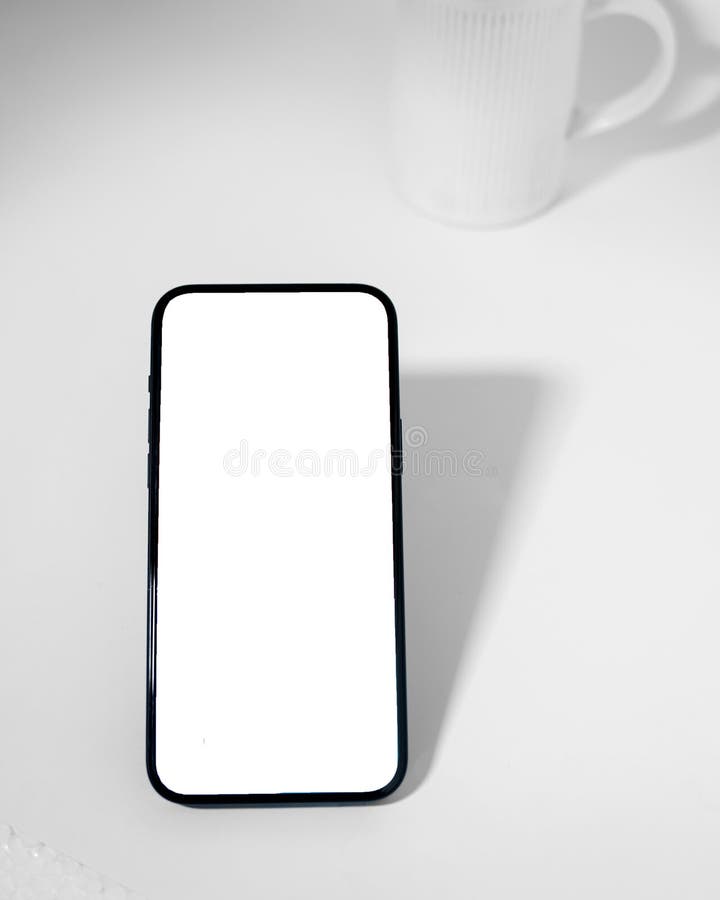 Minimalist Smartphone Mockup with Blank White Screen Isolated on White ...
