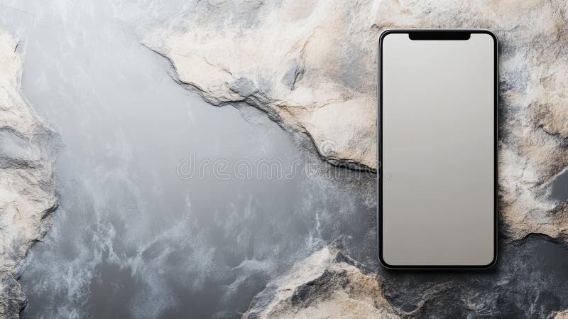 Minimalist Smartphone on a Textured Stone Surface, Ideal for Showcasing ...