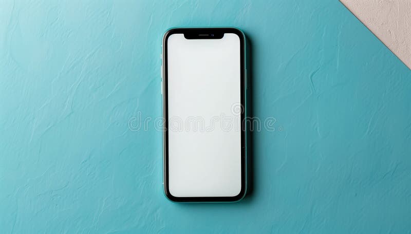 Minimalist Smartphone on a Textured Turquoise Background Stock ...