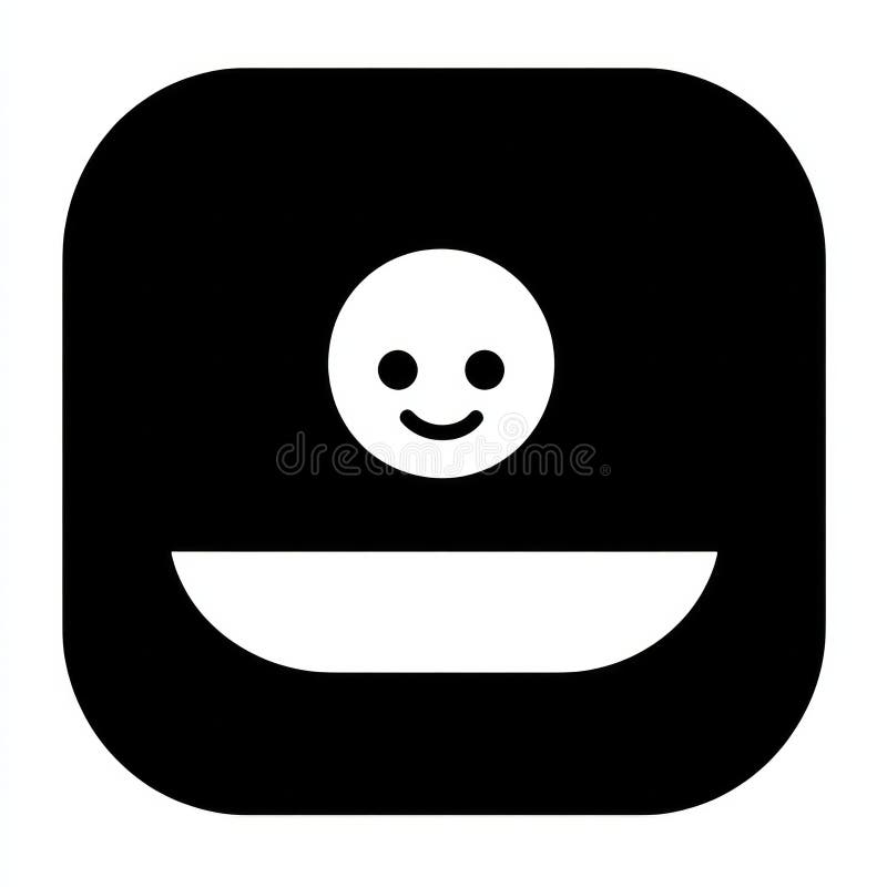 Minimalist Smiley Face in Black and White Icon Design Stock ...