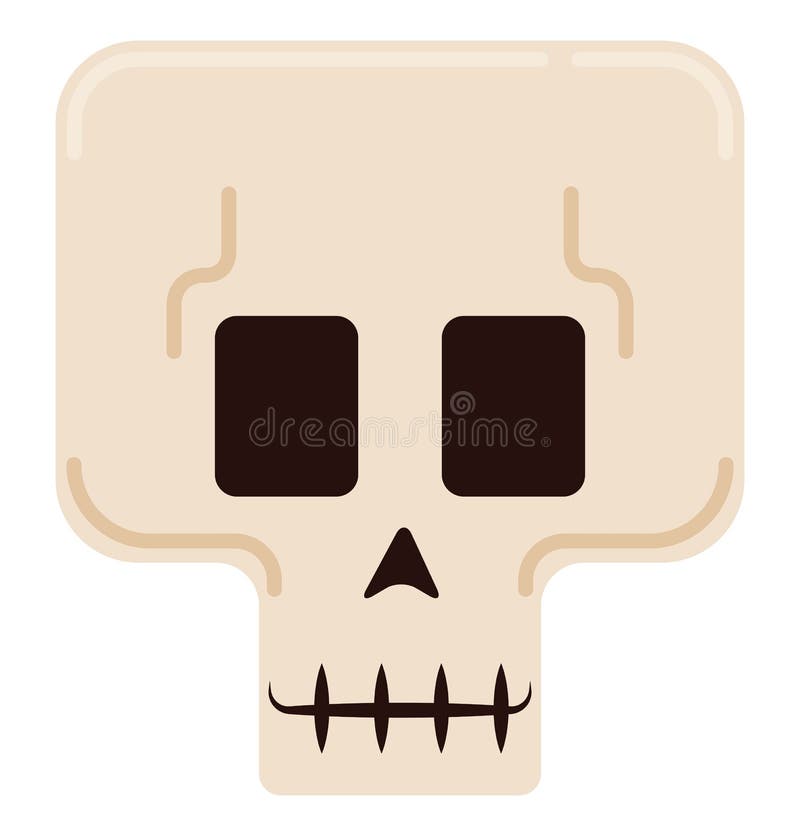Smiling Skull with Round Borders in Flat Style, Vector Illustration ...