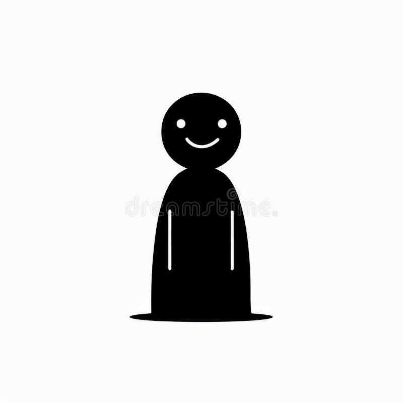 Minimalist Smiling Stick Figure on White Background Stock Illustration ...