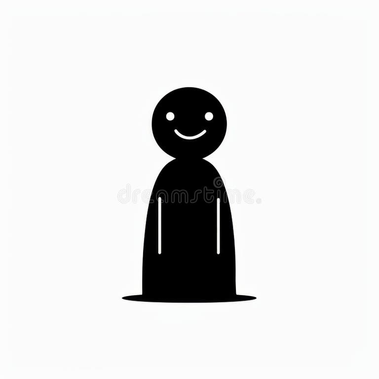 Minimalist Smiling Stick Figure on White Background Stock Illustration ...