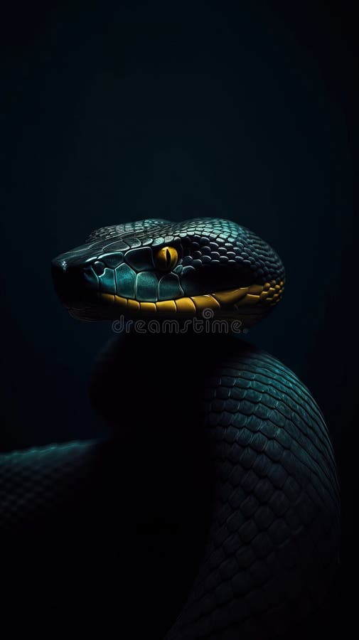 Minimalist Snake on Dark Background. Generative AI Stock Illustration ...
