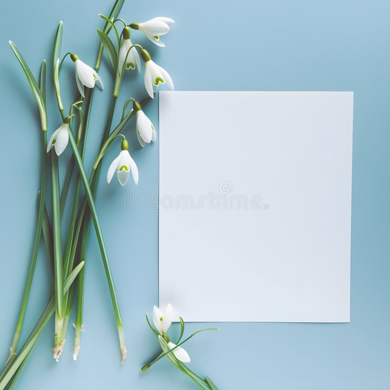 Minimalist Snowdrop Spring Flowers with Blank Card Stock Illustration ...