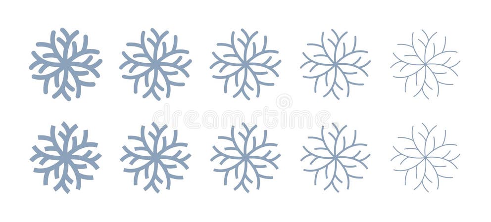 Minimalist Snowflake with Varied Stroke. Thickness Vector Editable ...