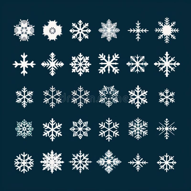 Minimalist Snowflake Vector Icon Set for Simple Designs Stock ...