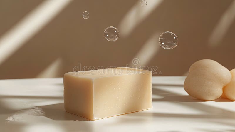 Minimalist Soap Bar with Bubbles and Soft Shadows . Stock Illustration ...
