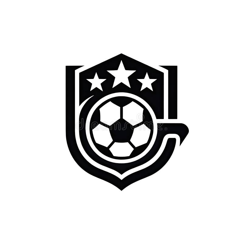 Minimalist Soccer Logo with Shield and Stars Stock Illustration ...