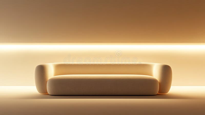 A Minimalist Sofa Styled in a Showroom with Soft Neutral Lighting ...
