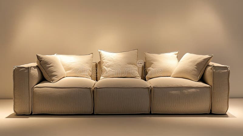 A Minimalist Sofa Styled in a Showroom with Soft Neutral Lighting ...